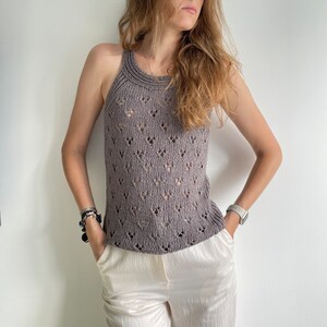Beige Pure Linen Knitted Top Handknit Natural Linen Tank Top Cotton ...