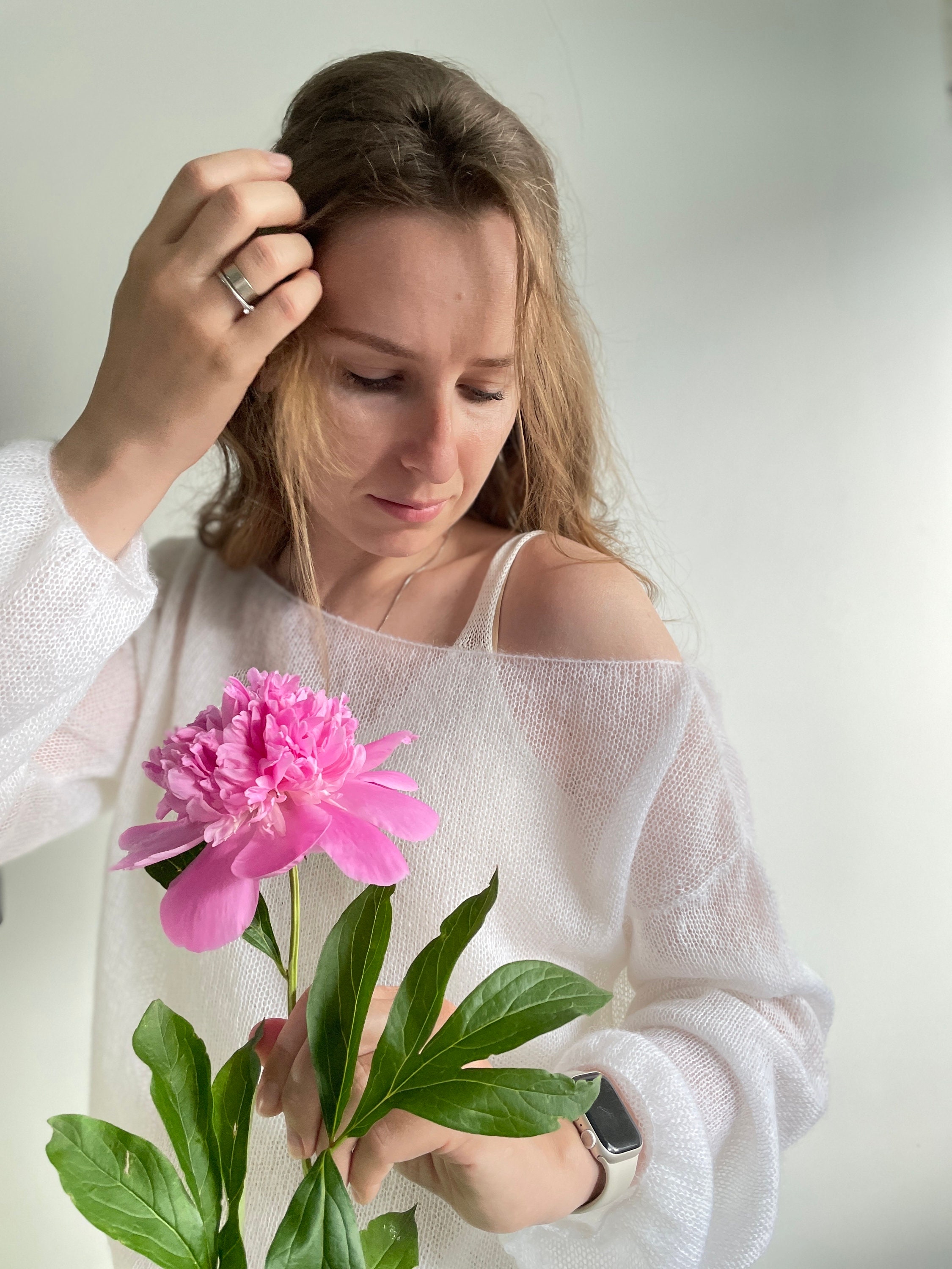 White Silk Knit Top Classic Silk Tank Top Silk Knit Blouse Silk ...