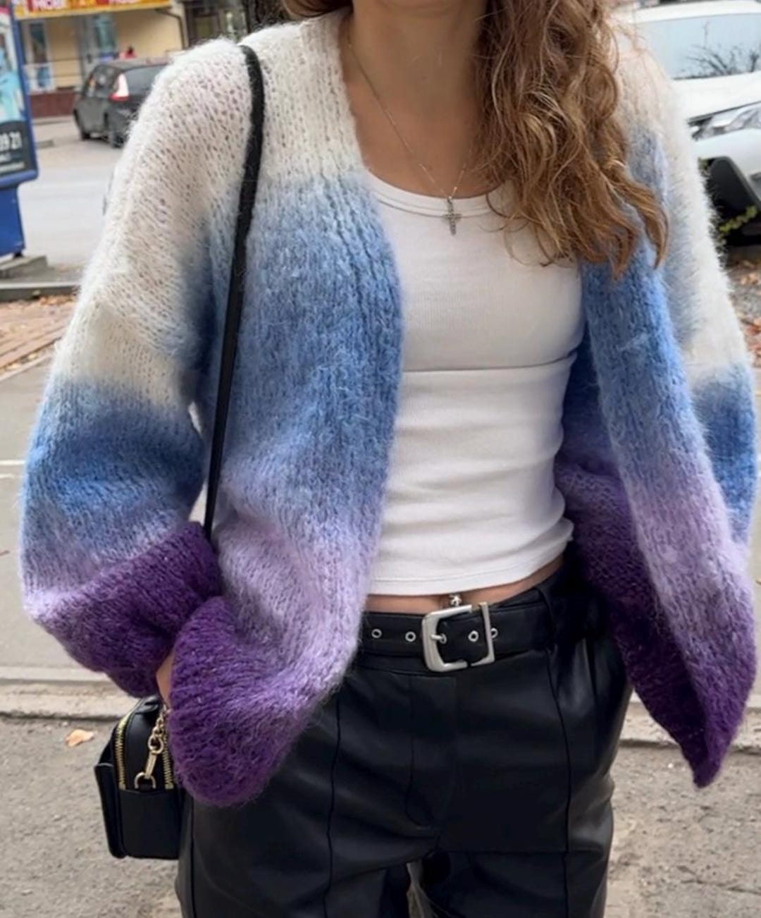 Gradient Sweater Hand Knit Rainbow Sweater Chunky Knit Cardigan Ombre ...