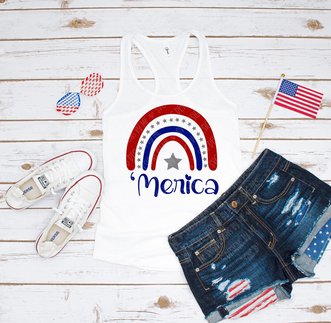 Merica Rainbow SVG 4th of July SVG Indepence Day SVG Rainbow Svg Cricut Cut Files America Png ...
