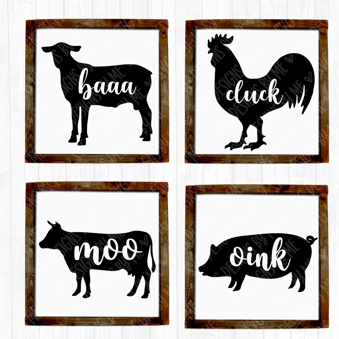 Farm Animals SVG - Farm Animals Sign SVG - Cow, Pig. Sheep, Chicken SVG ...