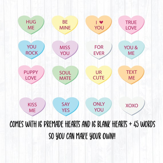 Conversation Hearts SVG Bundle Valentines Day SVG Bundle | Etsy