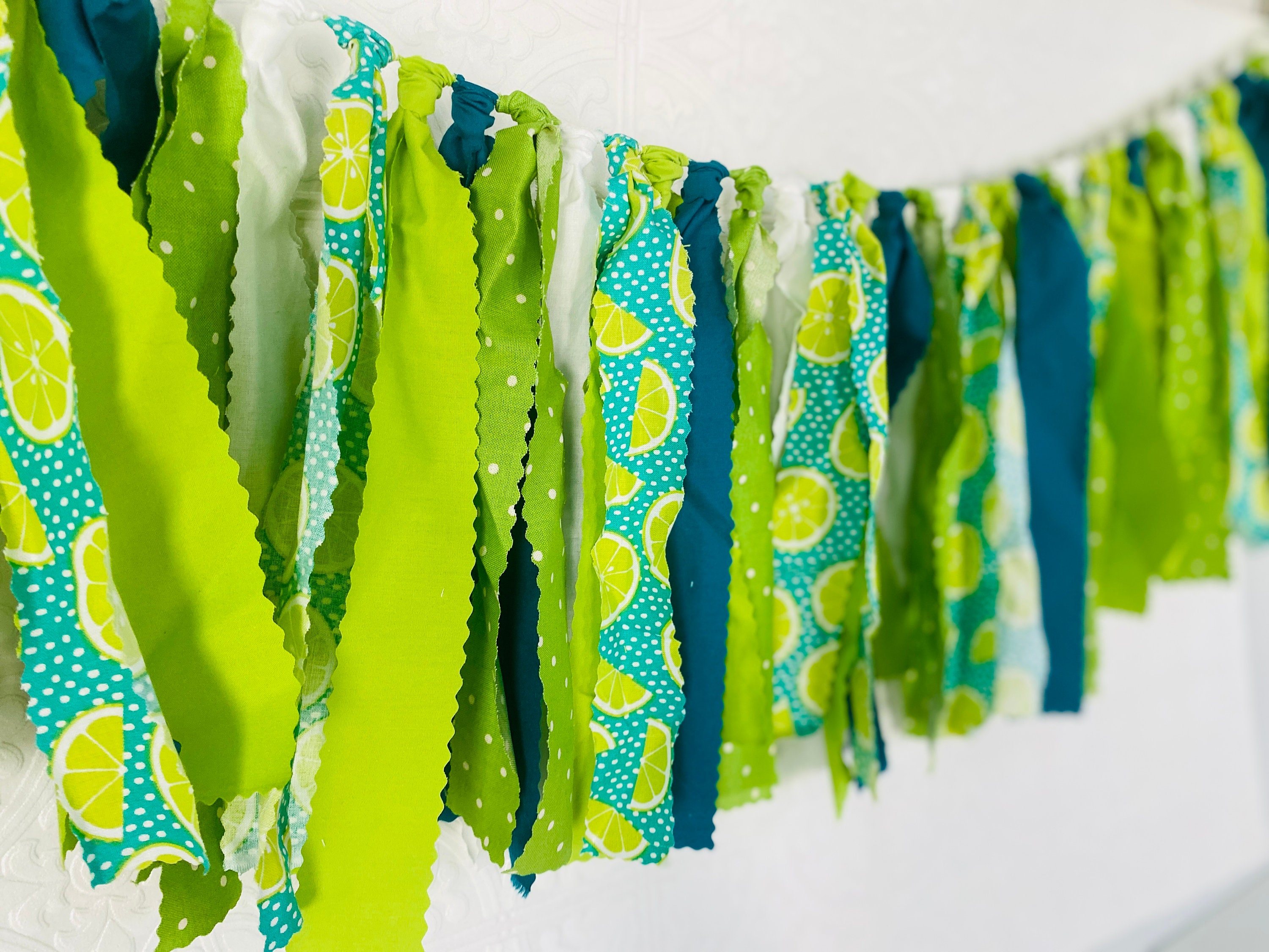 Green Lime Fabric Garland Rag Tie Garland Photo Backdrop - Etsy