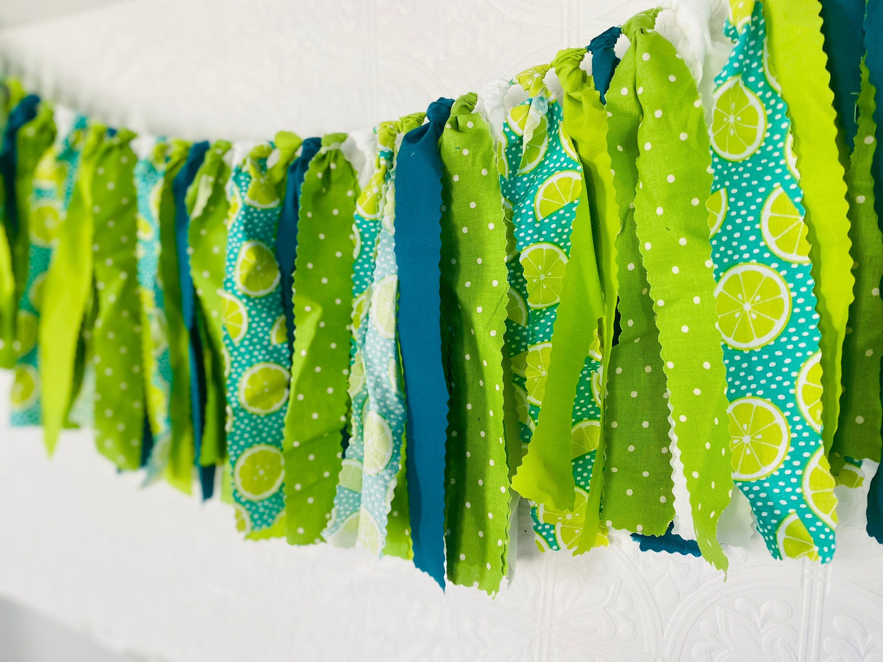 Green Lime Fabric Garland Rag Tie Garland Photo Backdrop - Etsy
