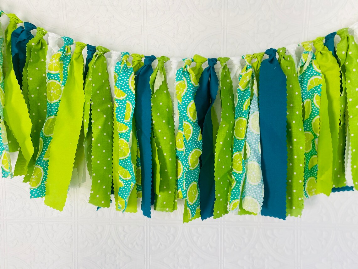 Green Lime Fabric Garland Rag Tie Garland Photo Backdrop - Etsy