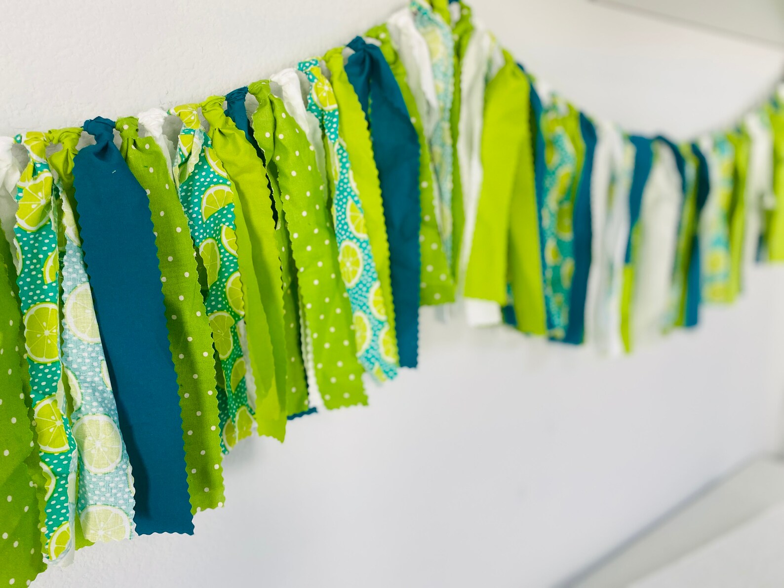 Green Lime Fabric Garland Rag Tie Garland Photo Backdrop - Etsy