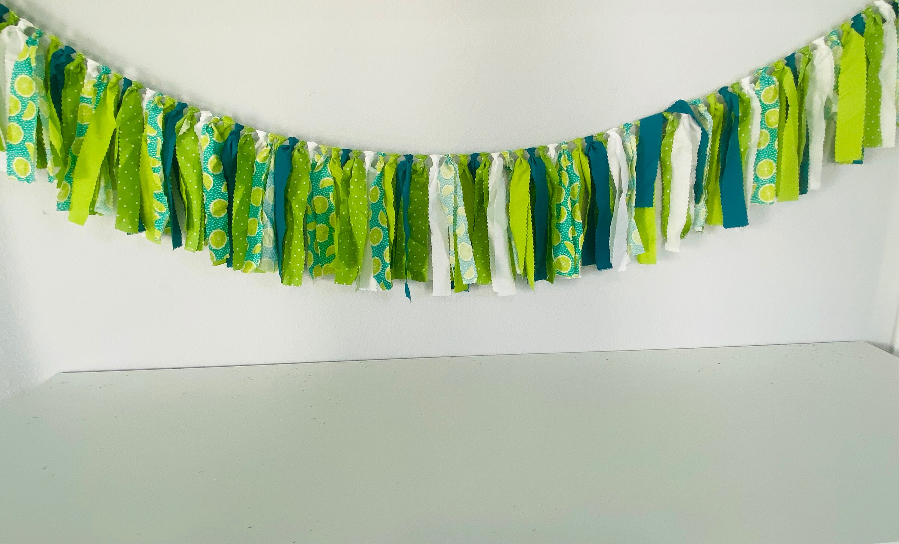Green Lime Fabric Garland Rag Tie Garland Photo Backdrop - Etsy
