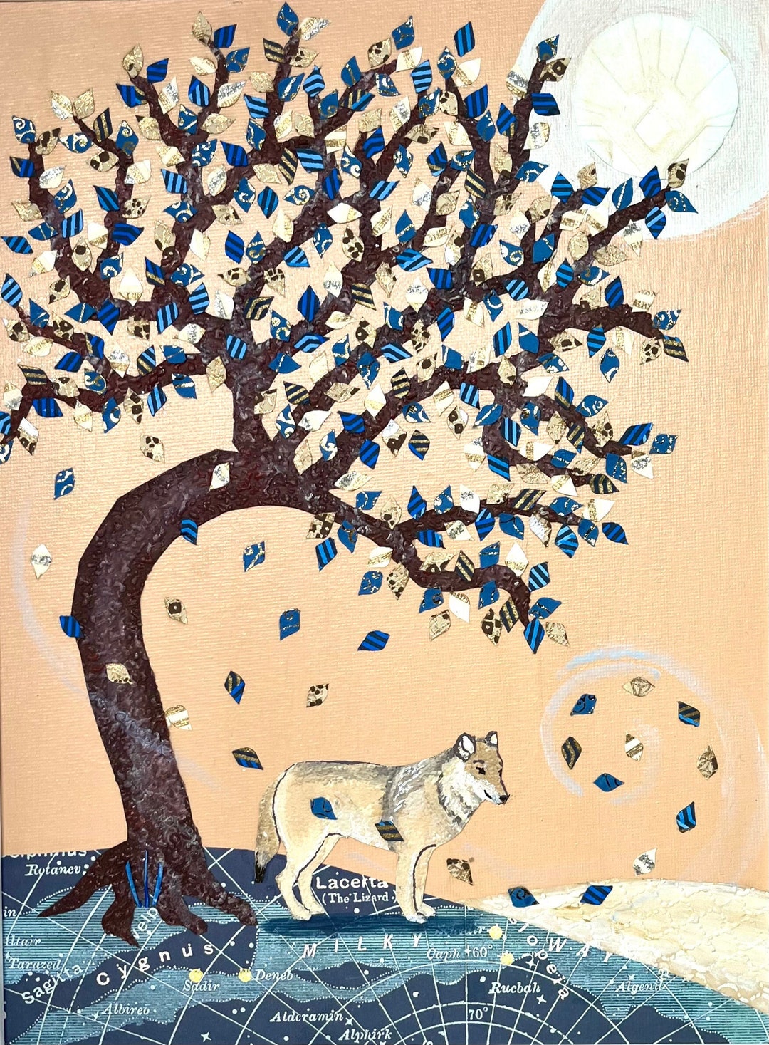 Wolf on Top of the World. Wolf Original Collage. - Etsy