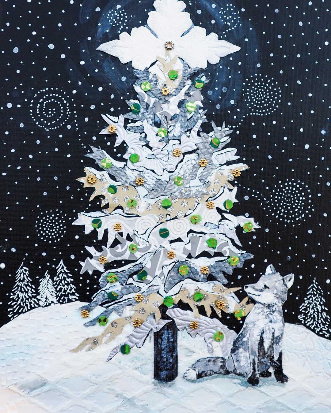 Silver Fox Original Christmas Art - Etsy