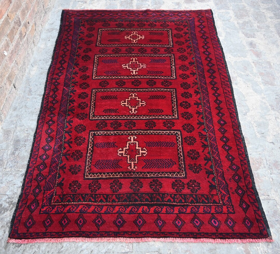 Handmade Afghan Rug, Vintage Afghan Rug, Balouch Area Rug, Traditional ...