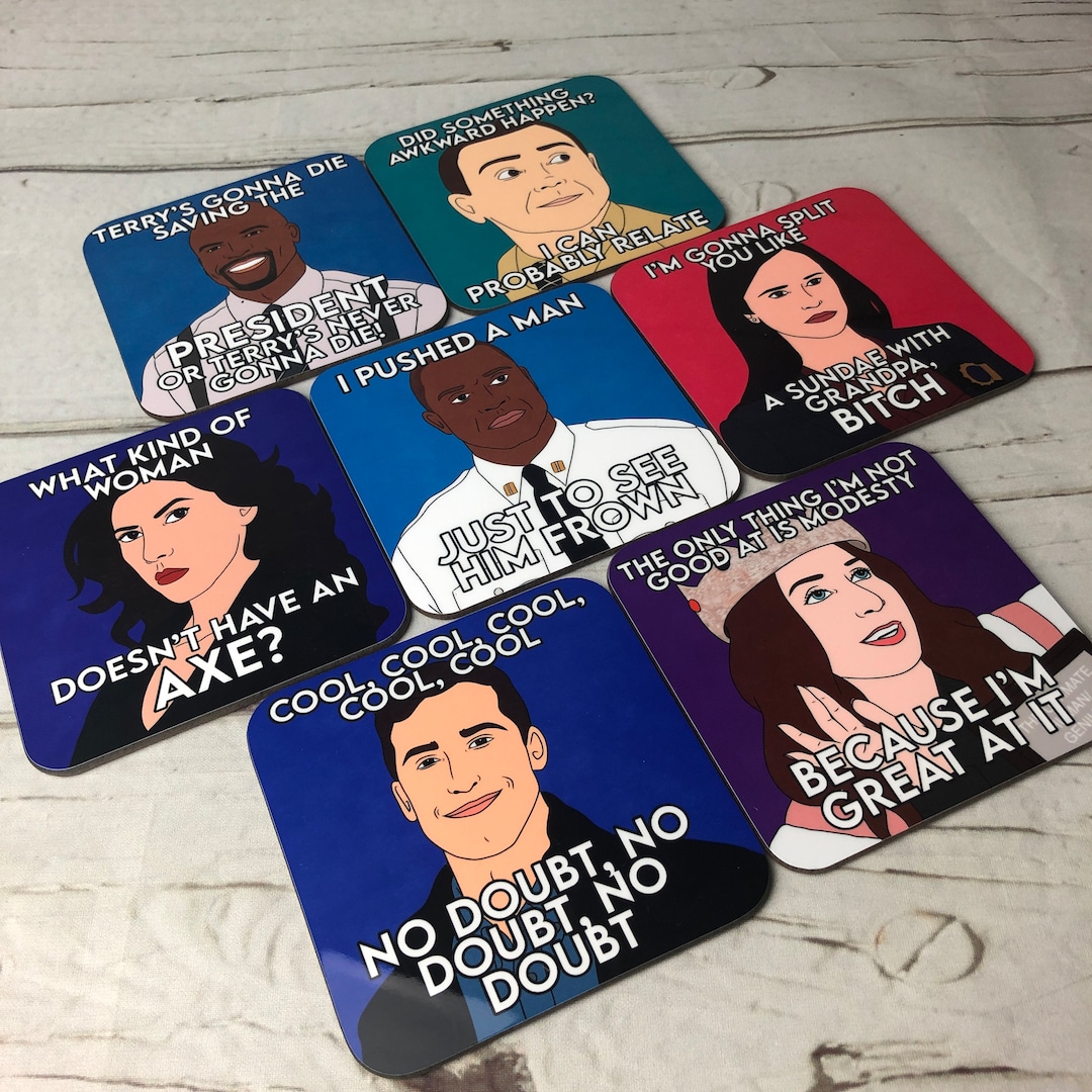 Brooklyn 99 Jake/holt/boyle/terry/amy/gina/rosa Coasters 9x9cm - Etsy