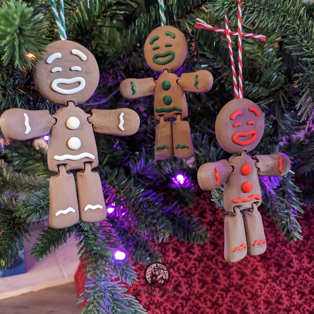 Gingerbread Men Ornaments Flexi Factory 3D Printed Christmas Ornament ...
