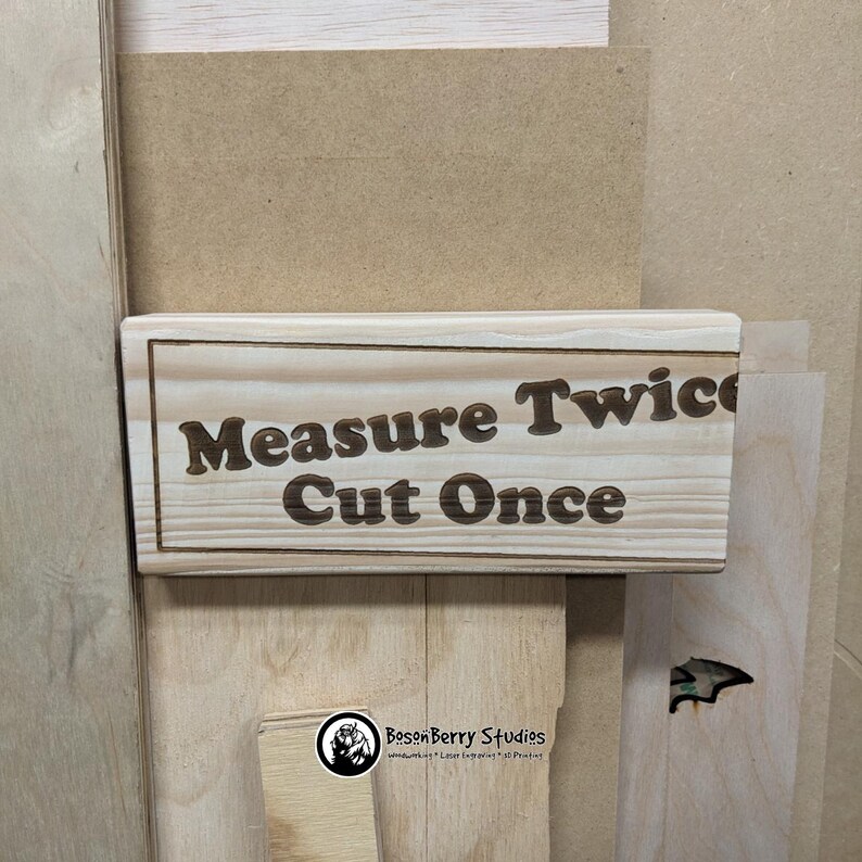 Wooden "measure Twice, Cut Once" Shelf Sign | Funny Gifts | Home Decor ...