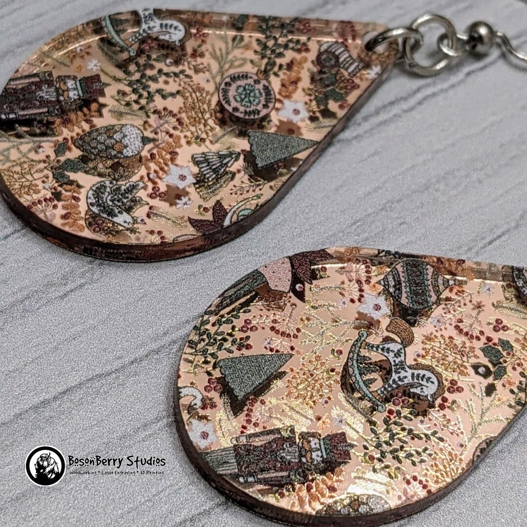 Nutcracker Rose-gold Mirrored Acrylic Earrings: Christmas Ballet ...