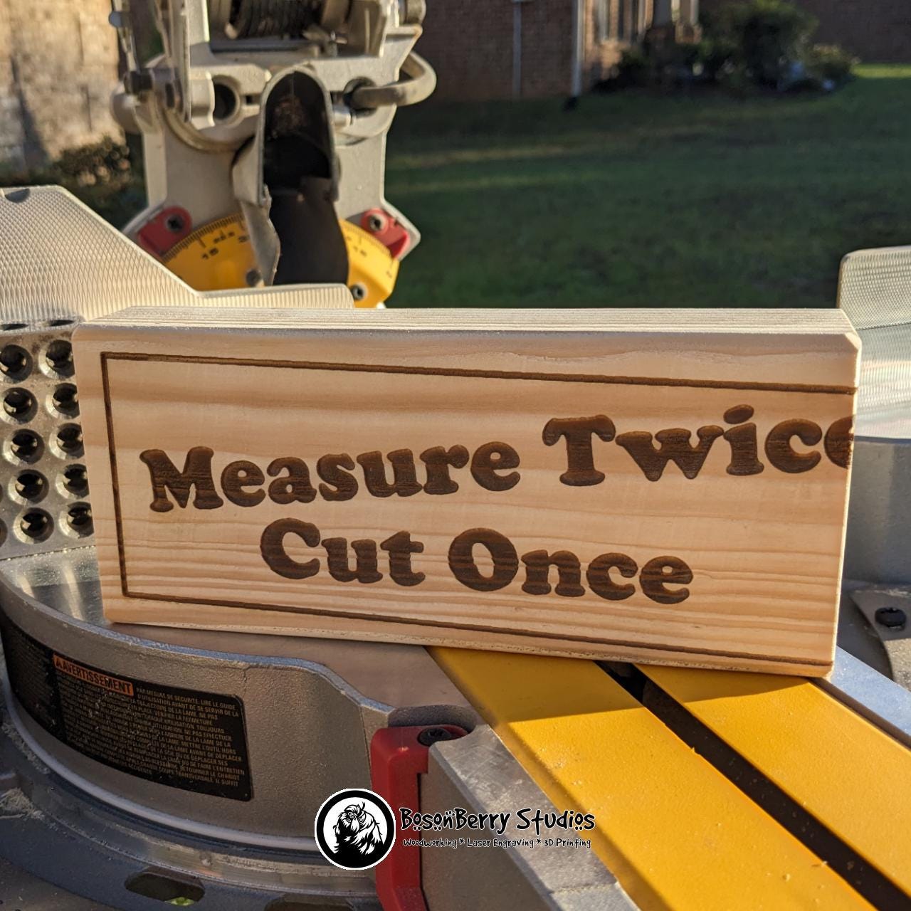 Wooden "measure Twice, Cut Once" Shelf Sign | Funny Gifts | Home Decor ...