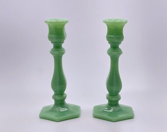 Set of Two. Mosser Glass Jadeite Candlestick Holders. - Etsy