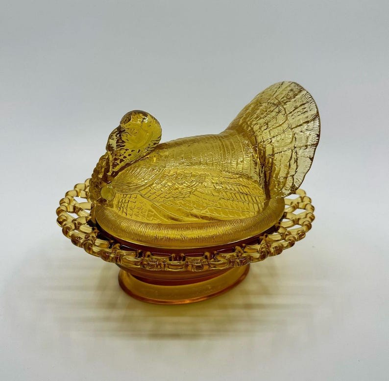 Mosser Glass 'turkey on Basket' in 'amber' - Etsy