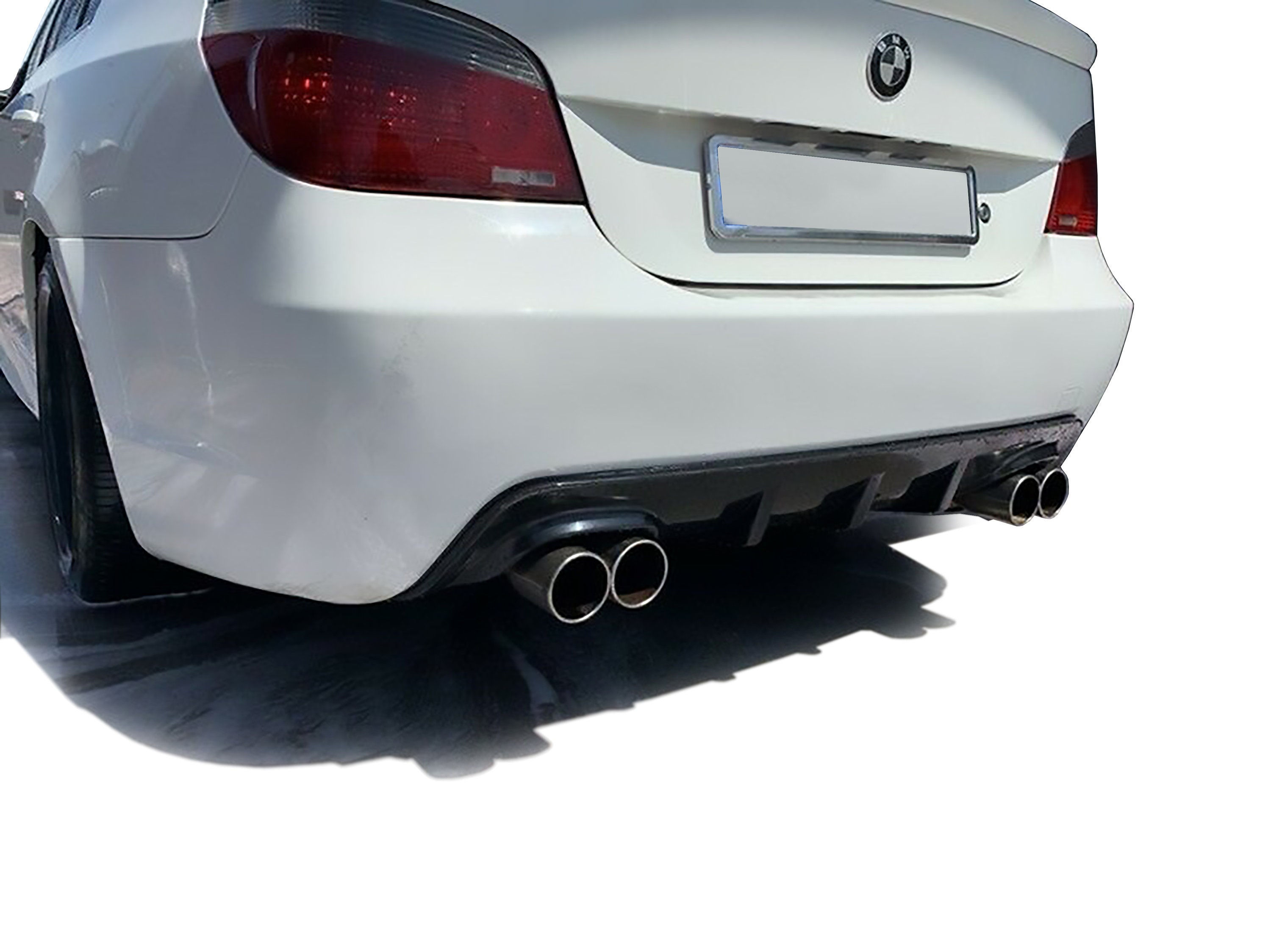 BMW E60 M PACK or M Tech Rear Bumper Diffuser Splitter Lip Two Whips ...