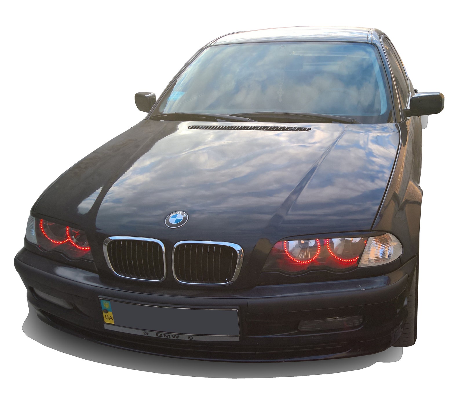 BMW E46 Pre Facelift Black Primer Headlight Eye Lid Brows Eyebrows Trim ...