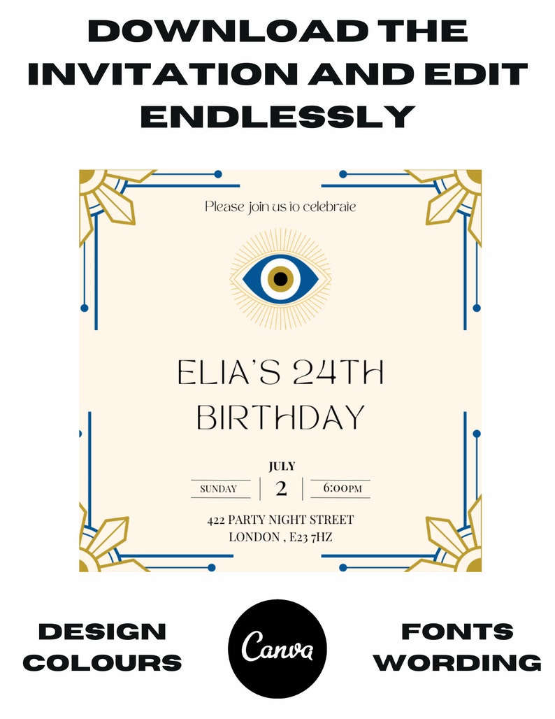 Evil Eye Modern Party Invitation - Etsy