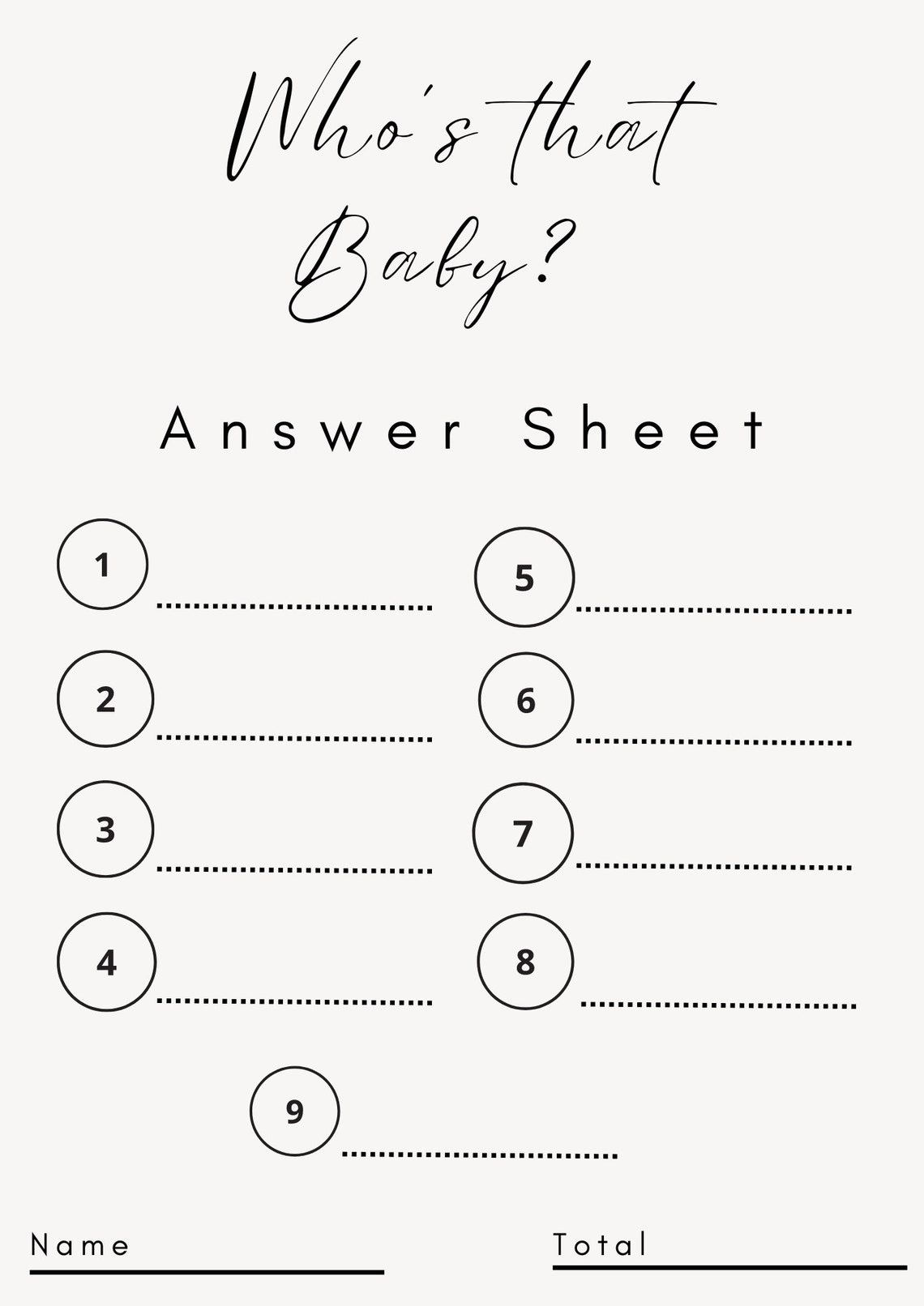 Baby Shower/ Gender Reveal Guess the Baby Game With Answer Sheet. Fully ...