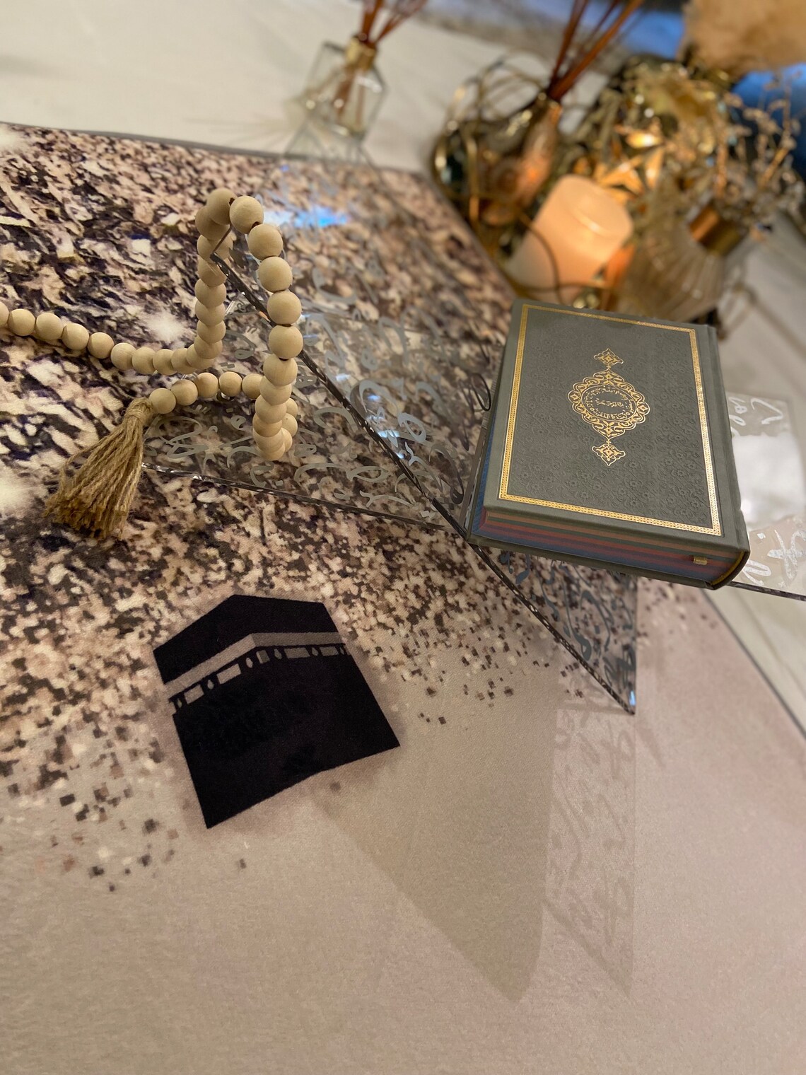 Luxury Foam Padded Salah Mat Premium Sajedah Gray Extra Large Prayer ...