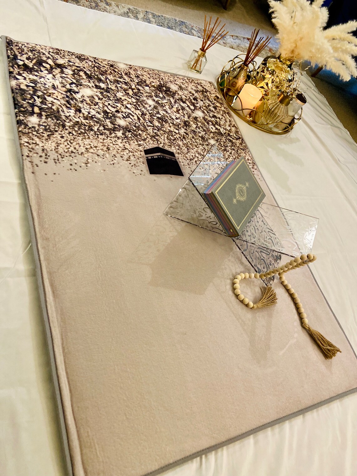 Luxury Foam Padded Salah Mat Premium Sajedah Gray Extra Large Prayer ...