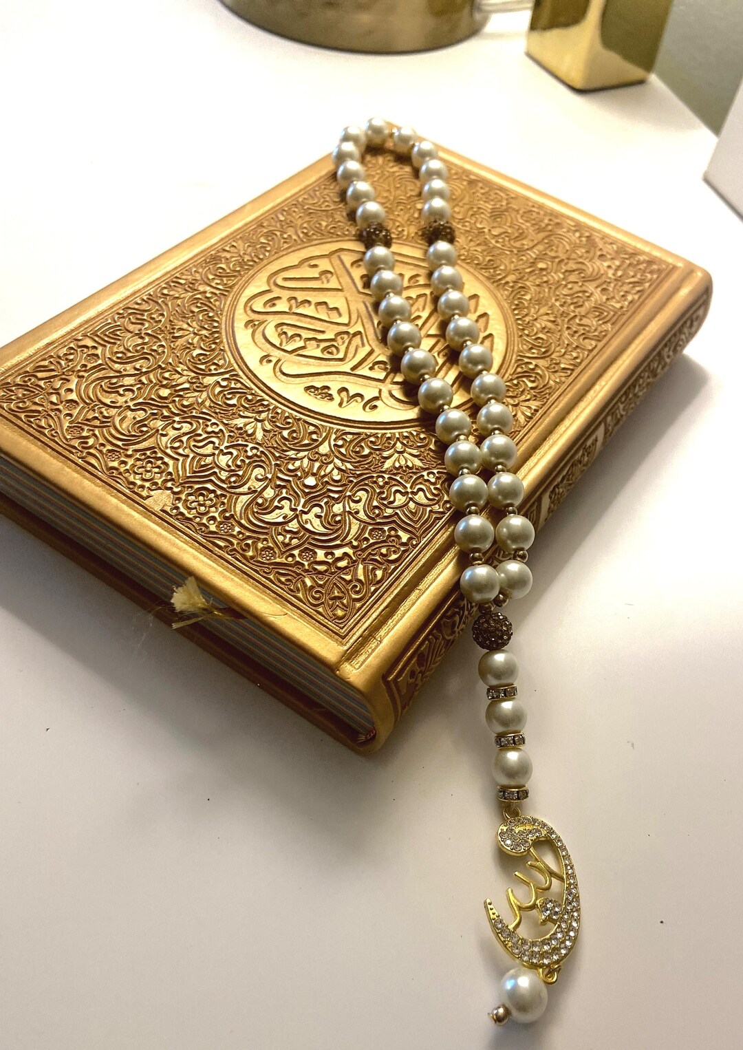Prayer Beads | Handmade Rhinestones Pearl Tasbeeh (33 Count) Tasbih ...