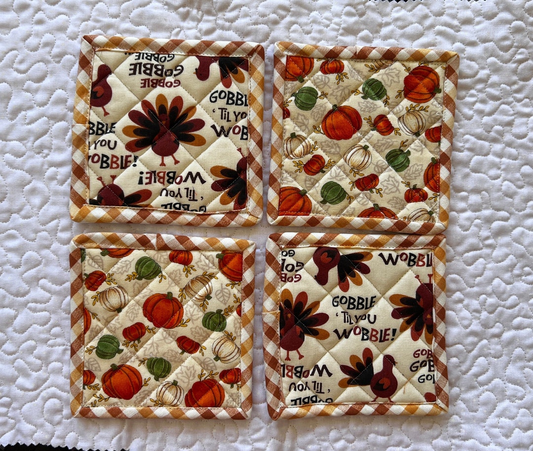Fall Mug Rugs, Fall Coasters, Pumpkin Mug Rug Coasters, Turkey ...