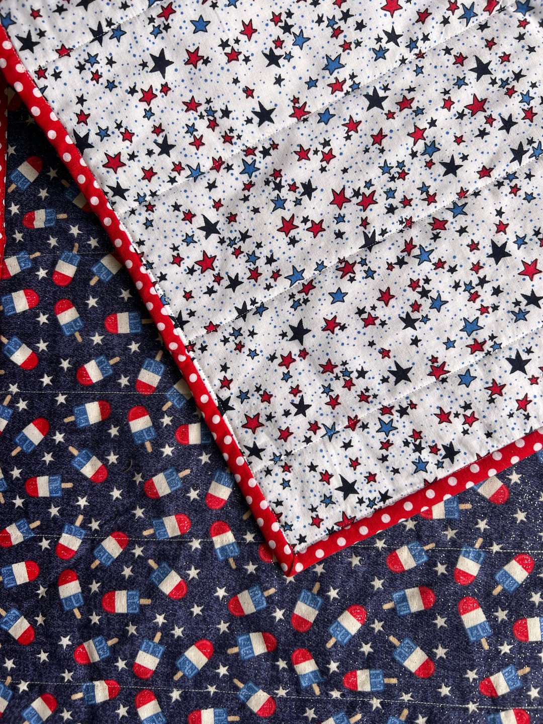 Quilted Red White & Blue Table Runner, Americana Runner, 4th of July ...