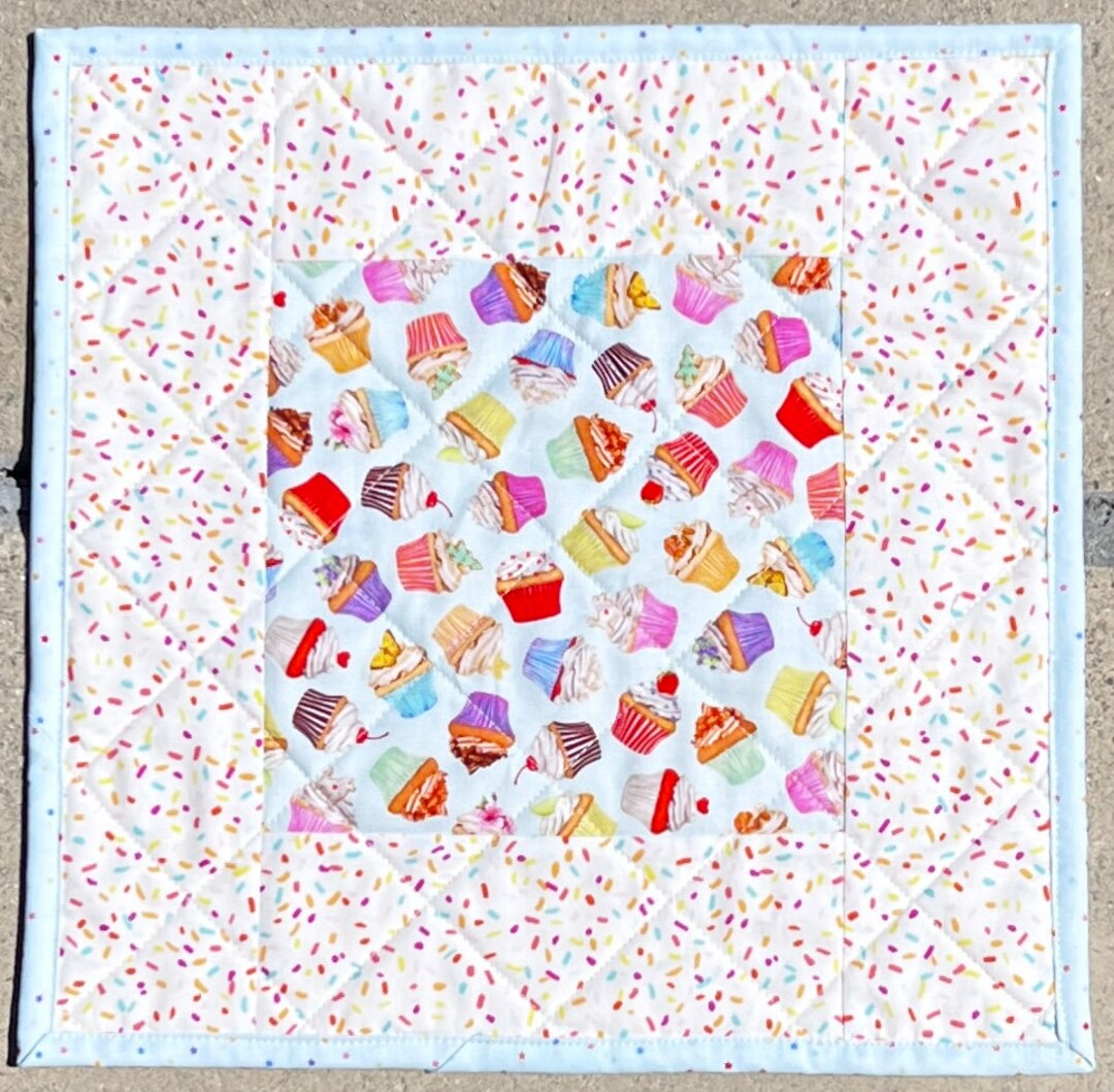 Quilted Cupcake Table Topper/runner, Handmade Cupcake Table Topper ...