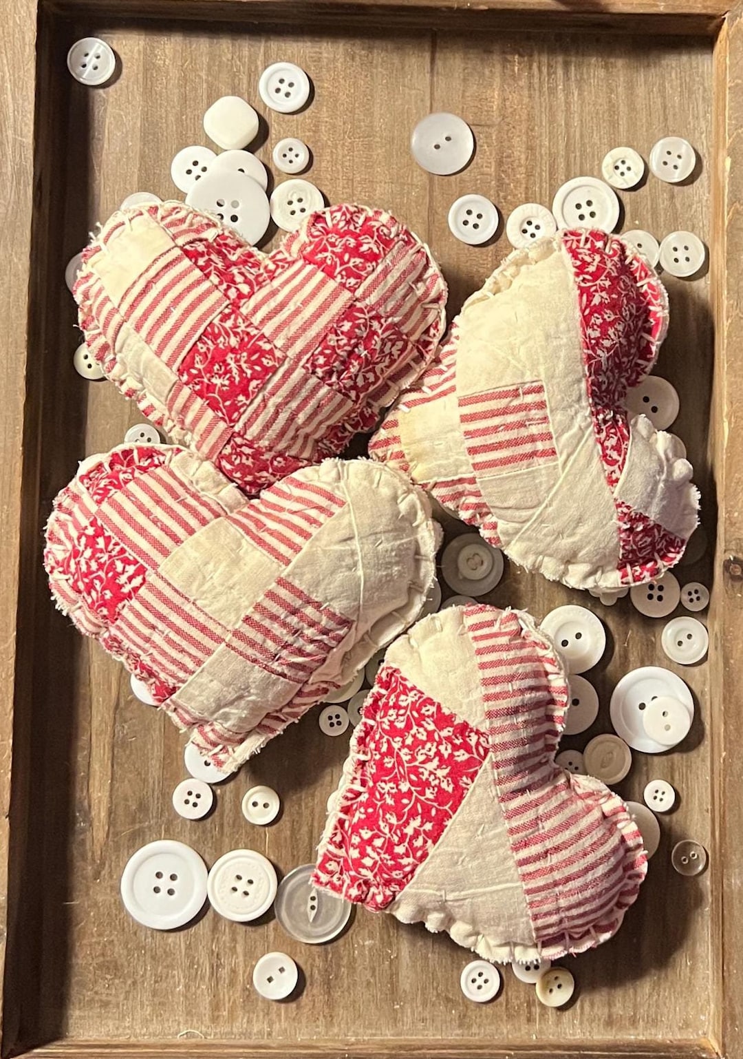 Heart Bowl Fillers, Antique Quilt Hearts, Stuffed Hearts, Handmade ...