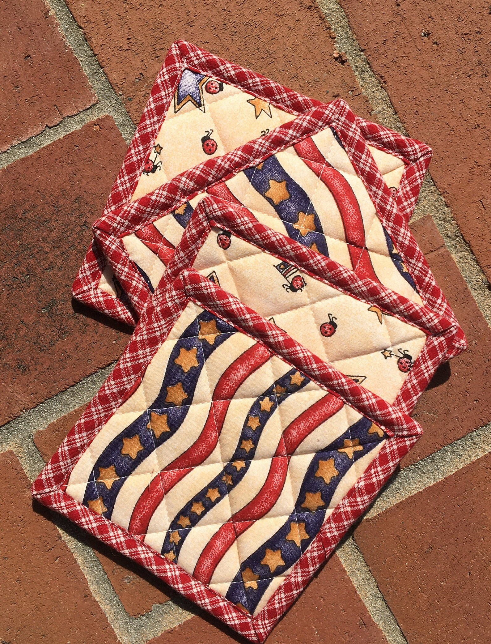 Patriotic Americana Mug Rugs Patriotic Coasters Red White - Etsy