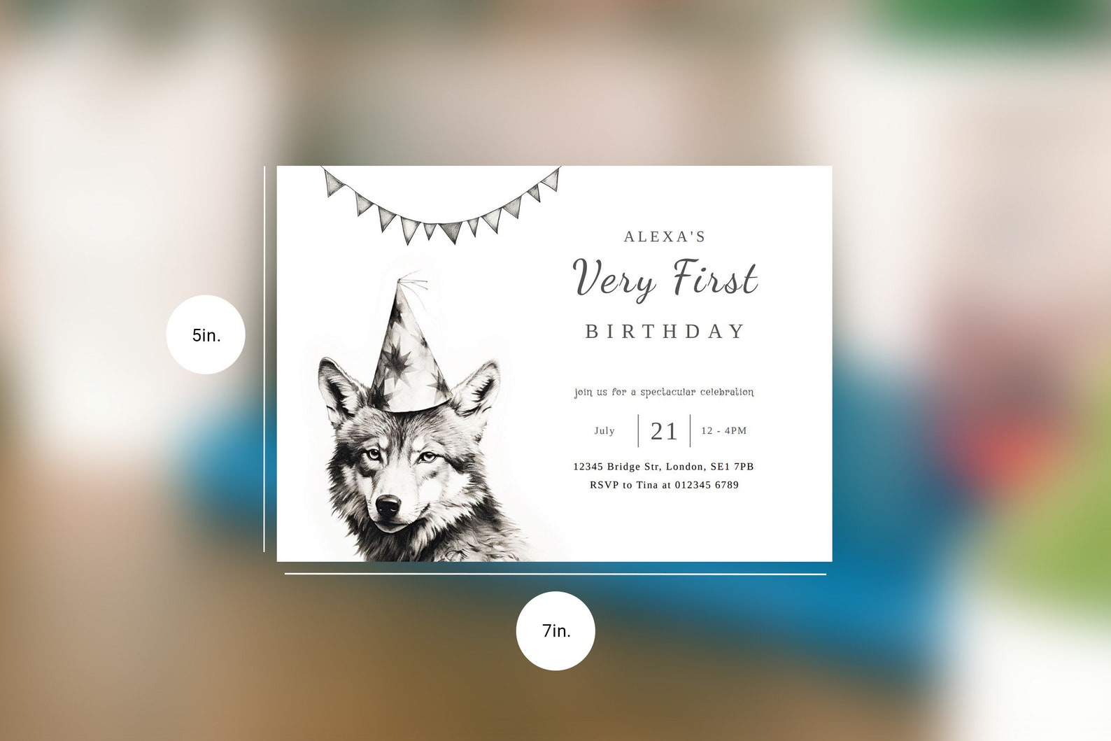 Wolf Birthday Invitation, Printable and Digital Wolf Party Invite ...