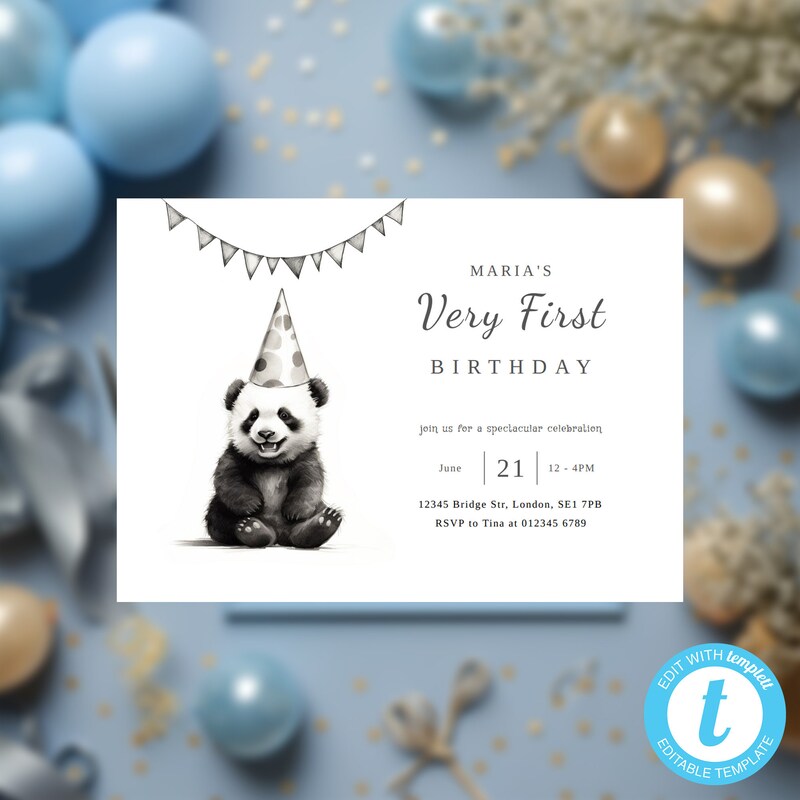 Panda Invitation - Etsy
