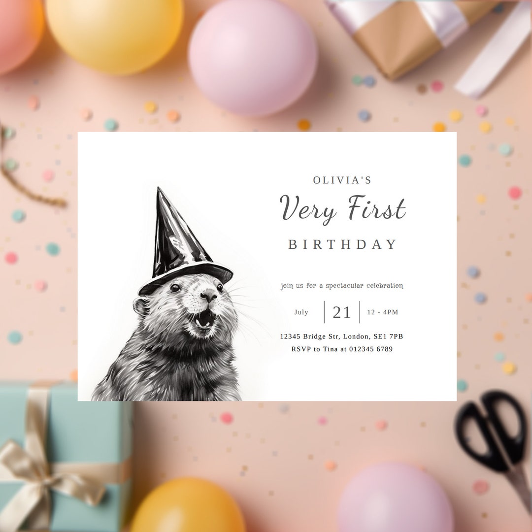 Beaver Birthday Invitation, Printable and Digital Beaver Party Invite ...