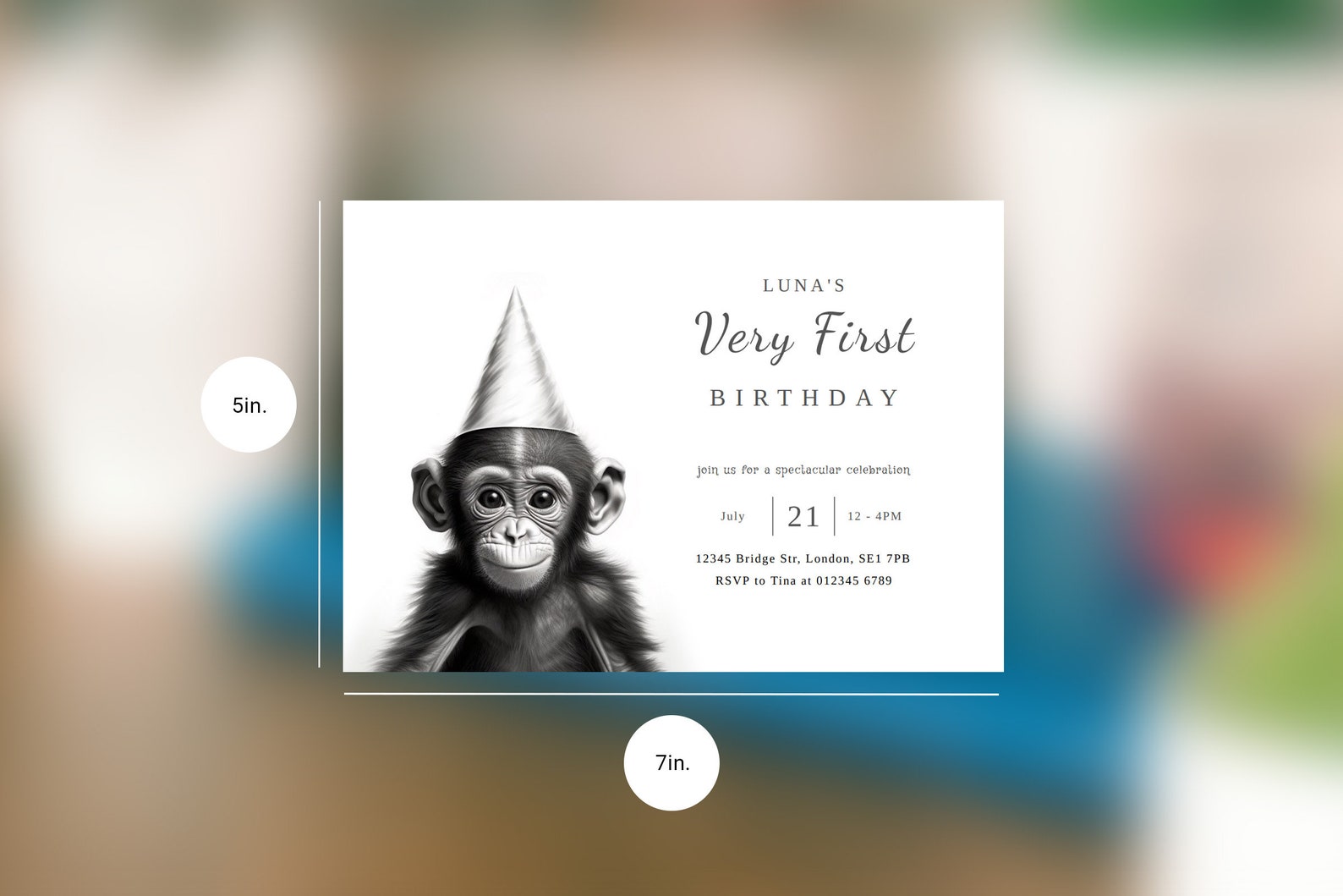 Baby Chimpanzee Birthday Invitation, Printable and Digital Chimp Party ...