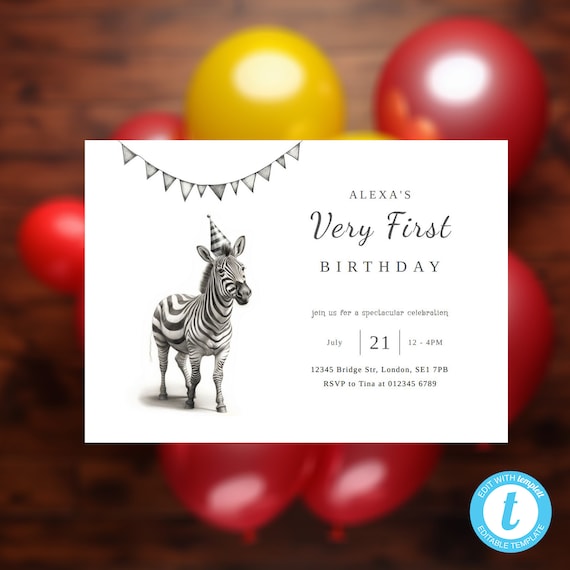 Zebra Party Invitation Templates