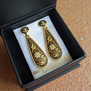Spanish Long Drop Women's Earrings Spain 24K Gold & Steel -flowers - Etsy