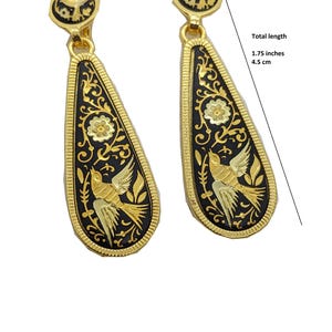 24K Gold & Steel Spanish Long Drop Earrings Elegant and Sophisticated ...