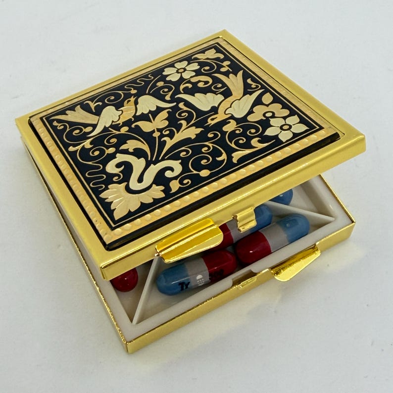 Elegant Thin Slim Luxurious Square Pill Box Pill Case for Purse or ...
