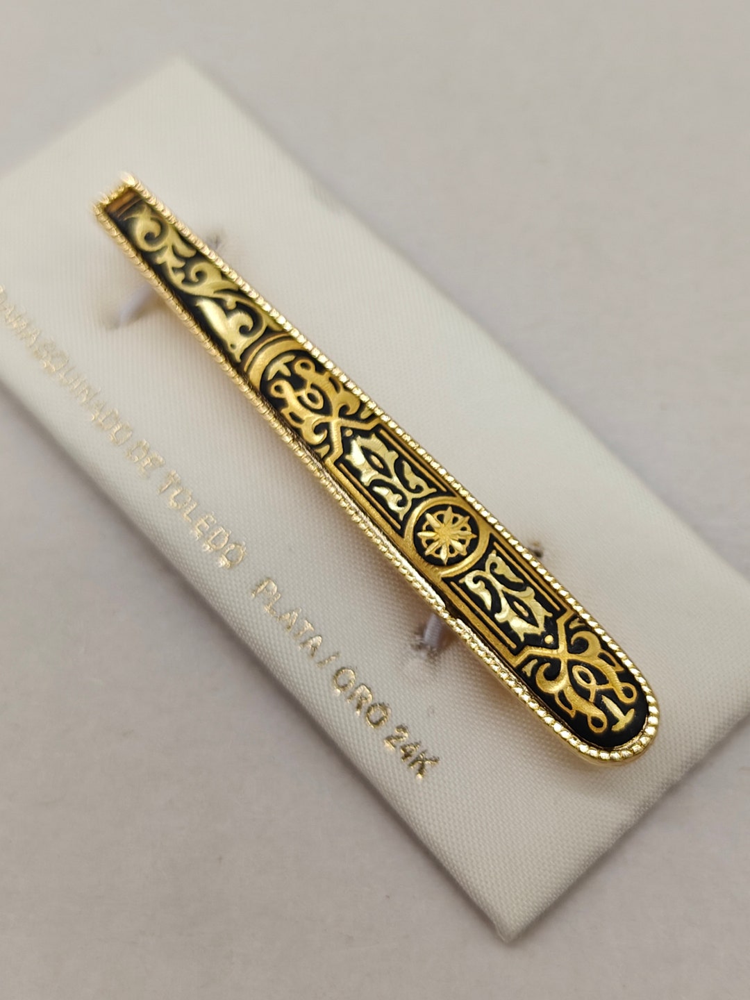 Damascene Spanish Tie Bar/clip Clasp for Men From Spain 24K Gold ...