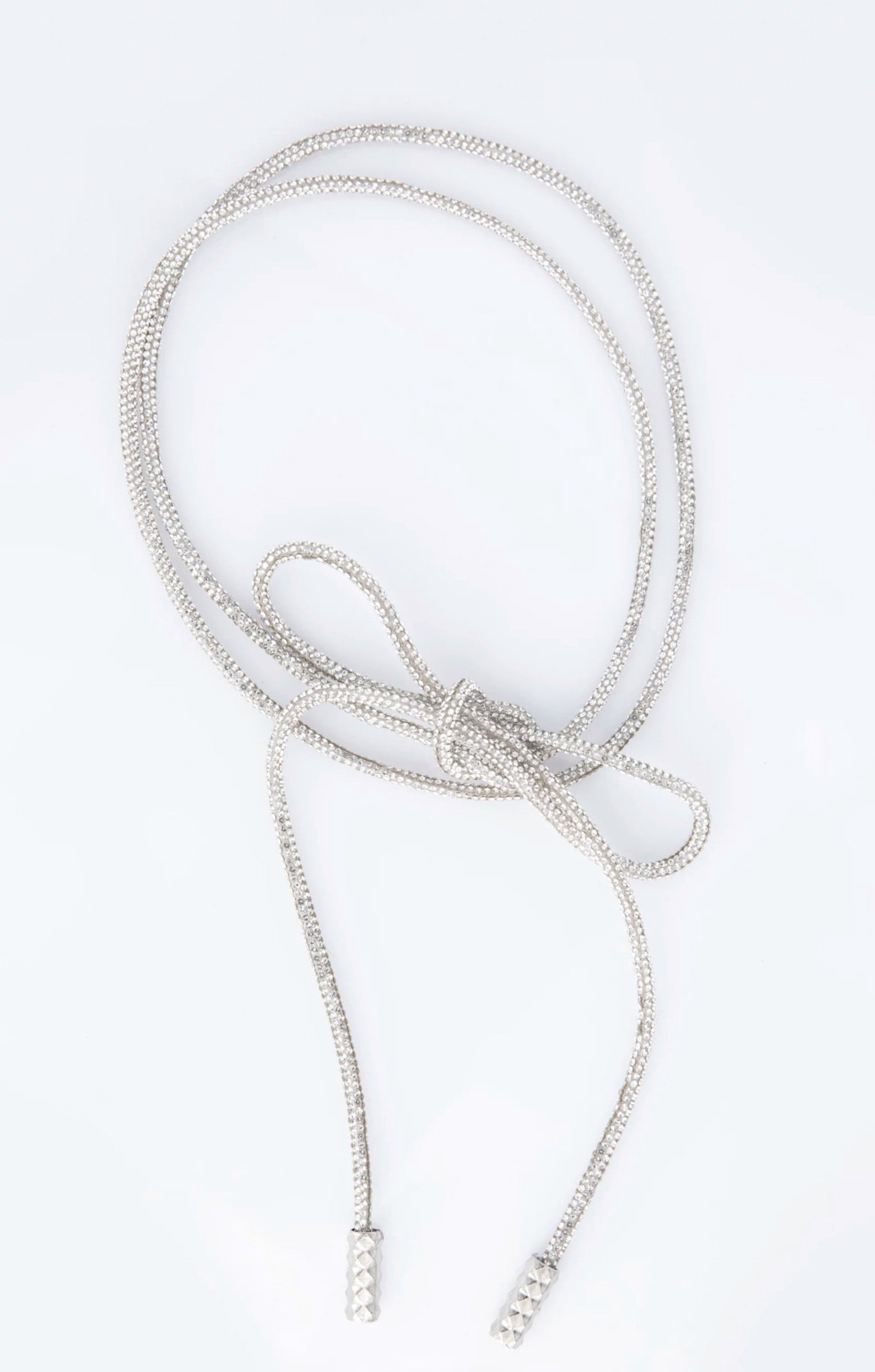 Crystal Rhinestone Cord: Silver Lariat Necklace, Bling Drawstring (60 ...