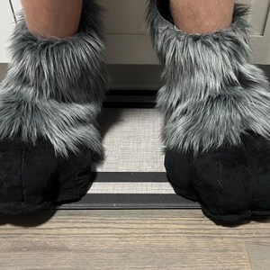 Grey and Black Fursuit Feet Paws: Digitigrade Outdoor Costume - Etsy