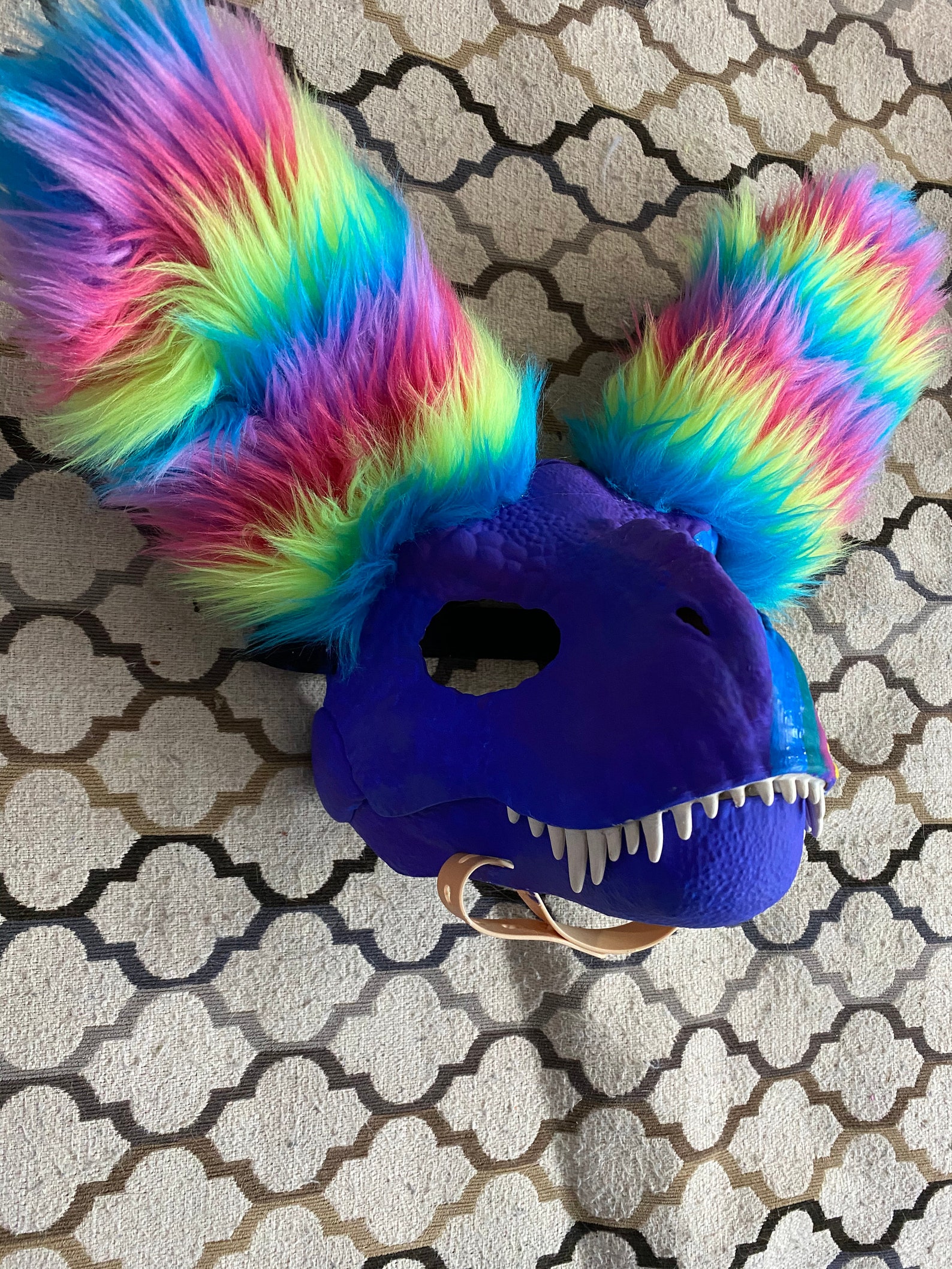 Dino Mask With Fur Ears Etsy dino-mask-with-fur-ears-etsy