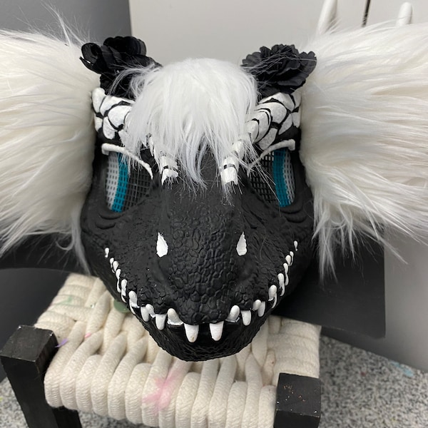 Dino Mask With Fur Ears - Etsy UK