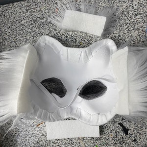 Premade Plain Felted Therian Cat Mask White Fur Black Eyes - Etsy