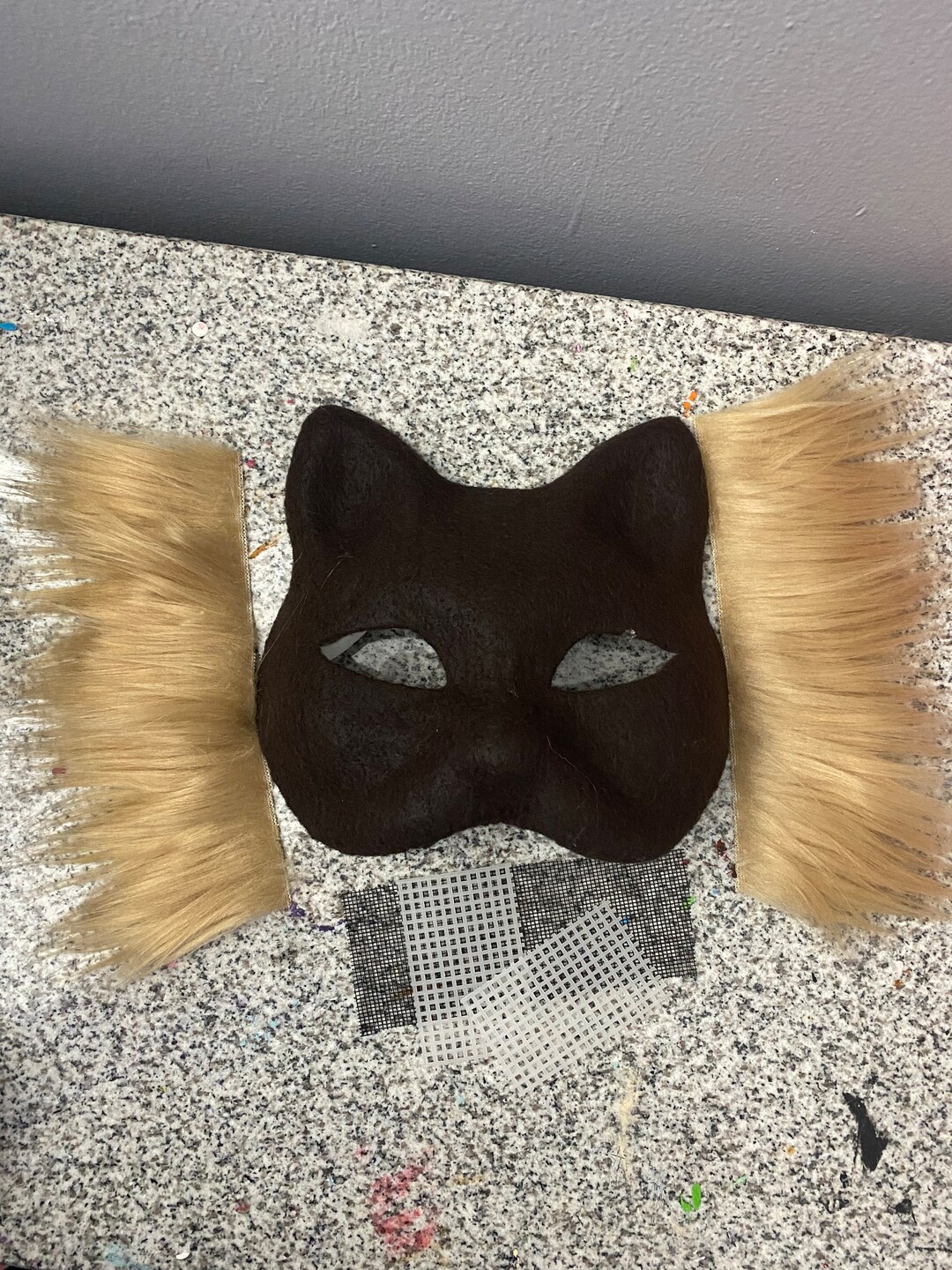 Dark Brown Felted Therian Cat Mask & Tan Fur Kit Ready to Ship - Etsy