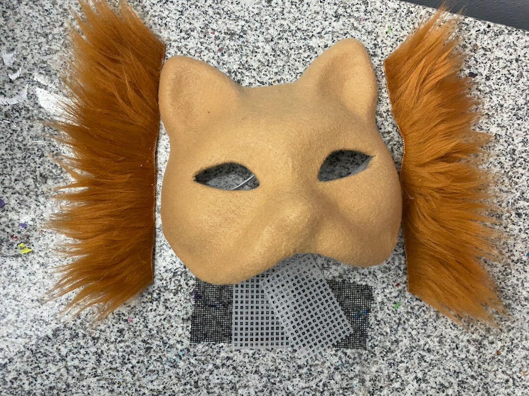 Tan Felted Therian Cat Mask & Orange Fur Kit Ready to Ship - Etsy