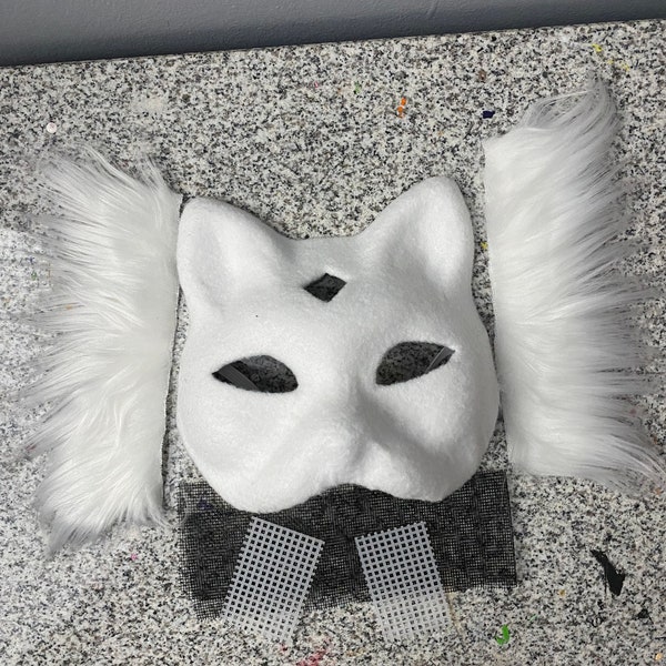 White Felted Therian Cat Mask - Etsy